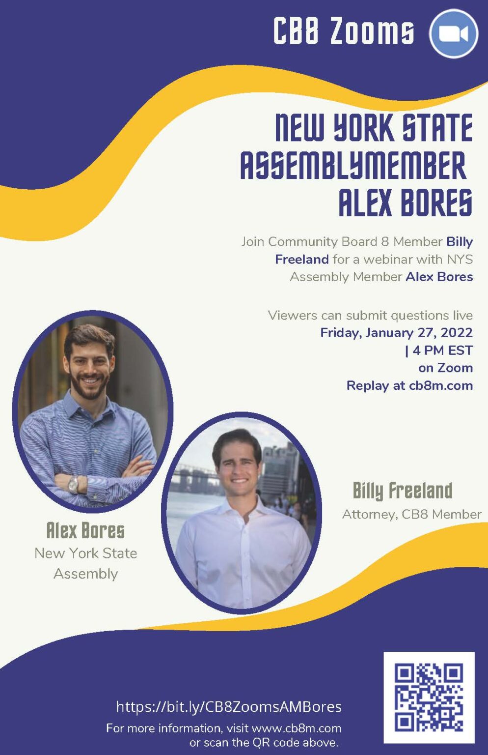 CB8 Zooms with Assembly Member Alex Bores - Manhattan Community Board 8