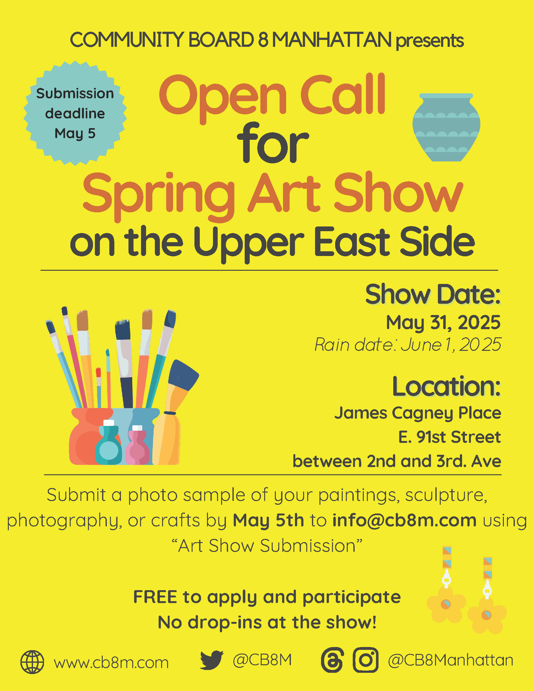 DEADLINE EXTENDED: Open Call for 2025 CB8 Spring Art Show - New York ...