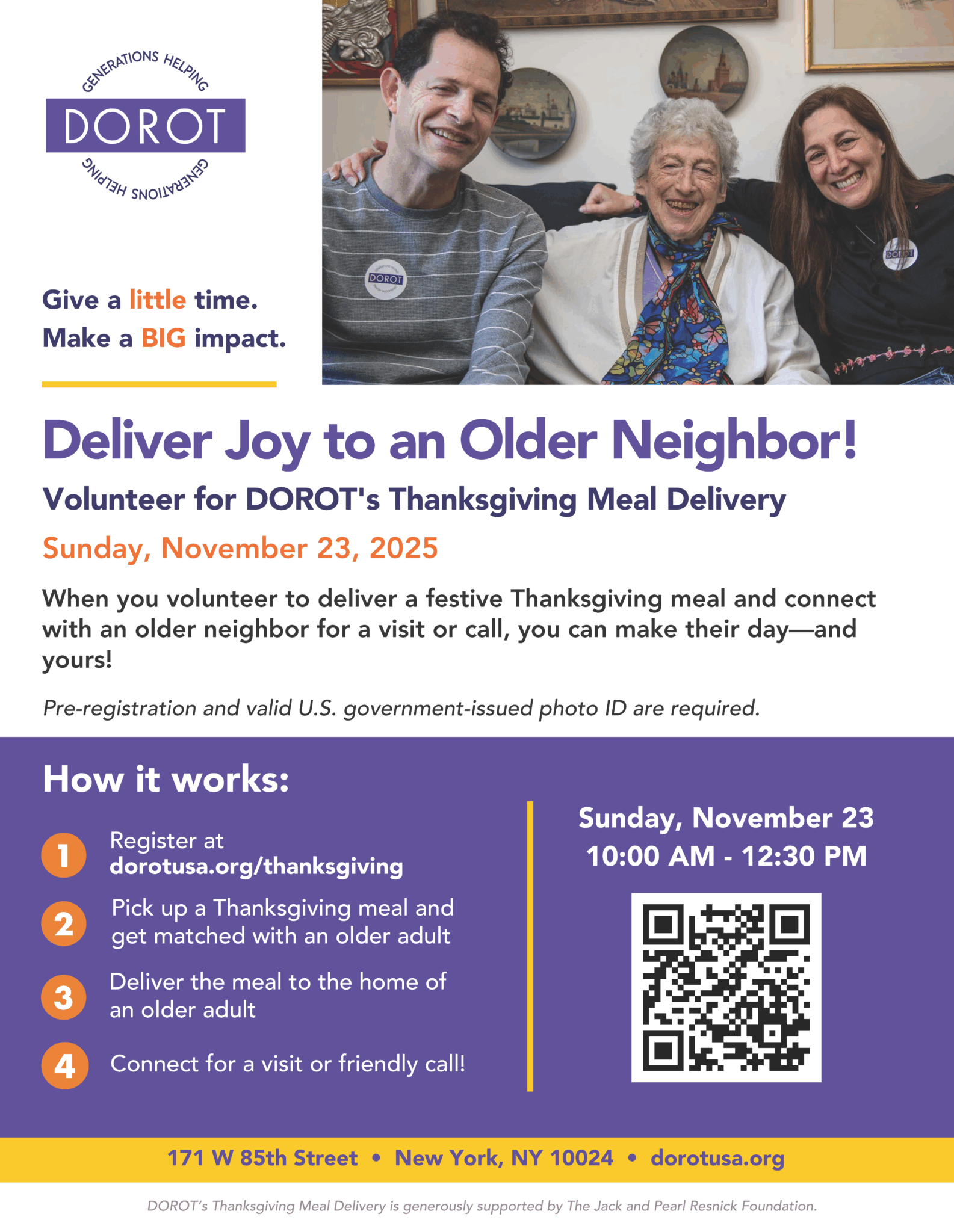 DOROT's Thanksgiving Meal Delivery Volunteer Event, November 23 at 10 AM - New York, Manhattan ...