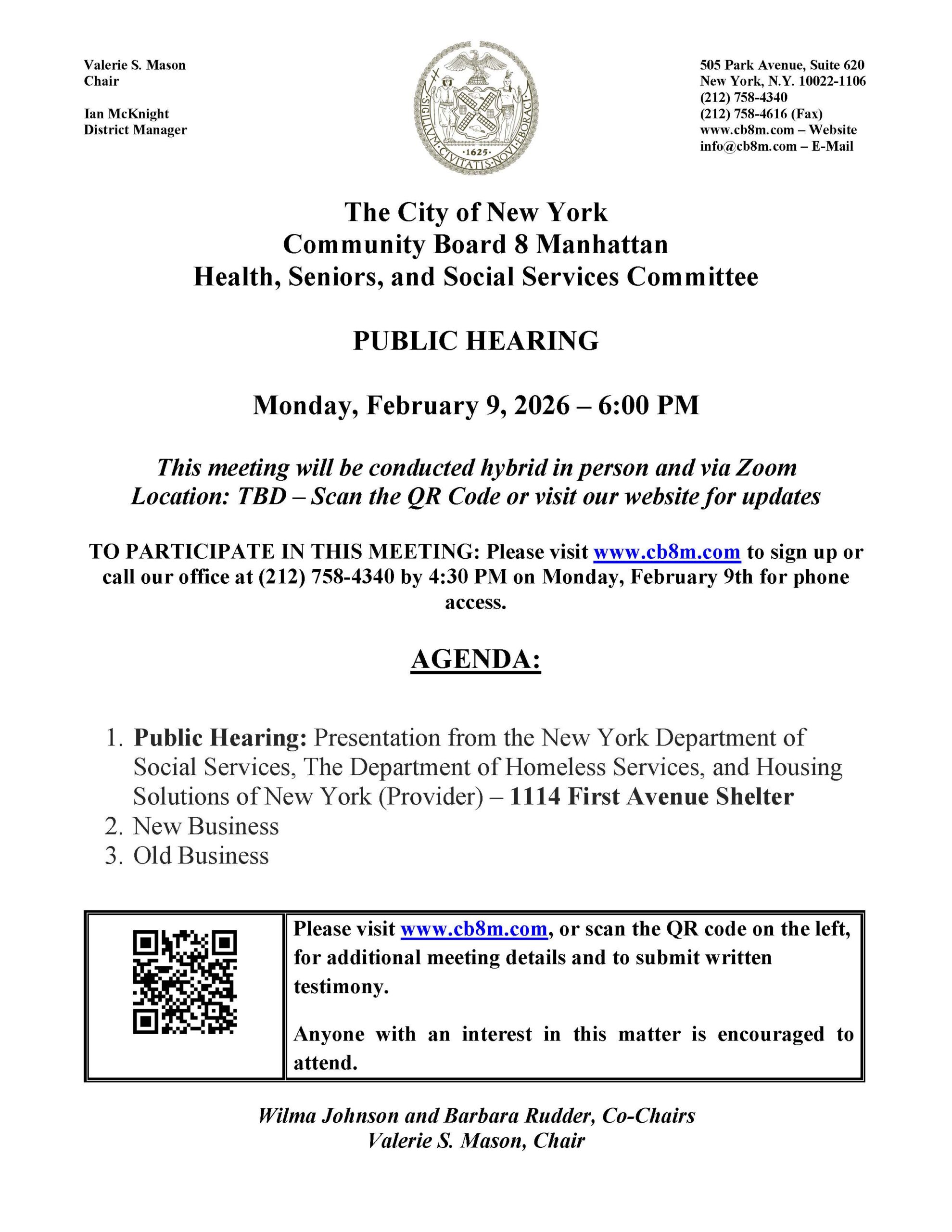 February 9, 2026: 1114 First Avenue Shelter Public Hearing - New York ...